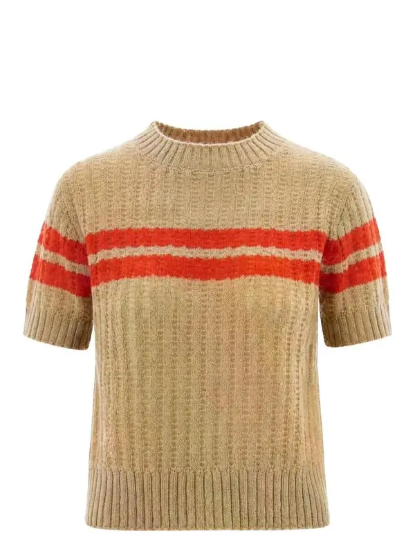 Patrizia Pepe Stripe-detail Cable-knit Sweater - Neutrals