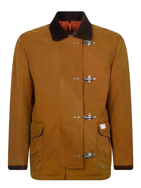 FAY Corduroy-collar Lobster-clasp Jacket - Brown