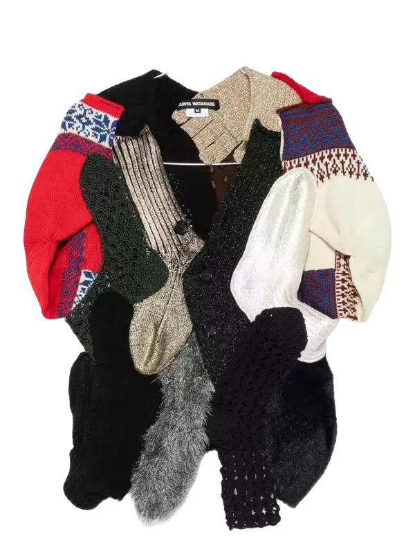 Junya Watanabe Mixed-material Patchwork Cardigan - Black