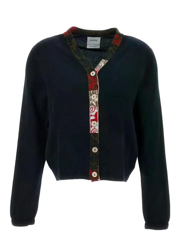 BARRIE Floral-intarsia V-neck Cardigan - Black