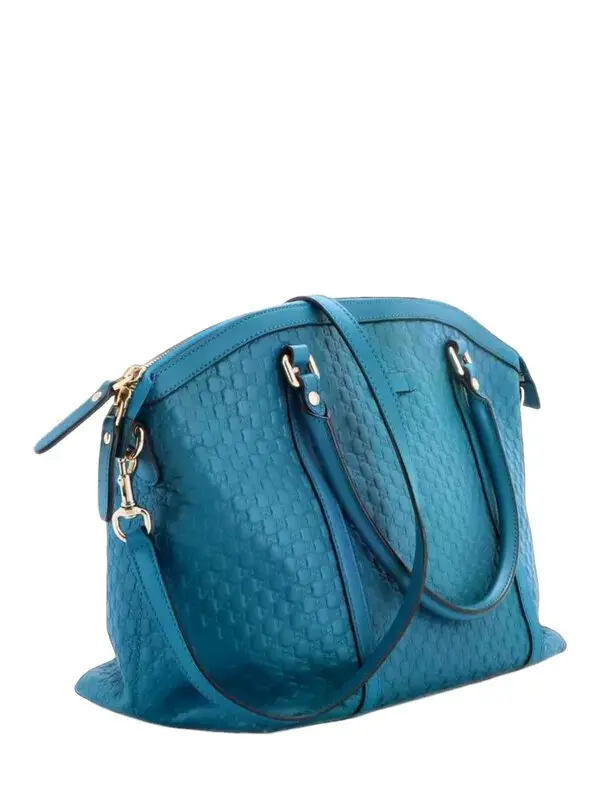 Gucci Britt Convertible Dome Microguccissima Leather Medium Satchel - Blue