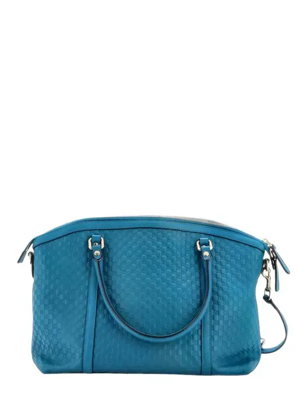 Gucci Britt Convertible Dome Microguccissima Leather Medium Satchel - Blue