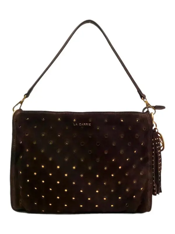 LA CARRIE Downtown Stud-embellished Suede Tote Bag - Brown