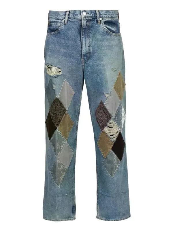 MASU Mb Diamond Argyle-patchwork Distressed Jeans - Blue