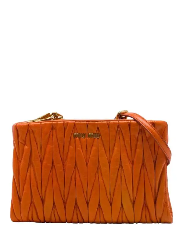 Miu Miu 2010-2026 Matelasse Nappa Lux Charm Shoulder Bag - Orange