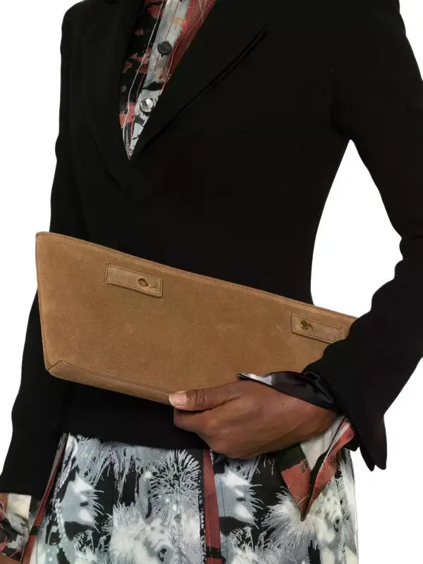 Erika Cavallini Suede Clutch Bag - Brown