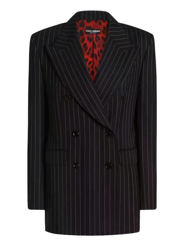 Dolce & Gabbana Linda Double-breasted Jacket In Pinstripe Wool - Black