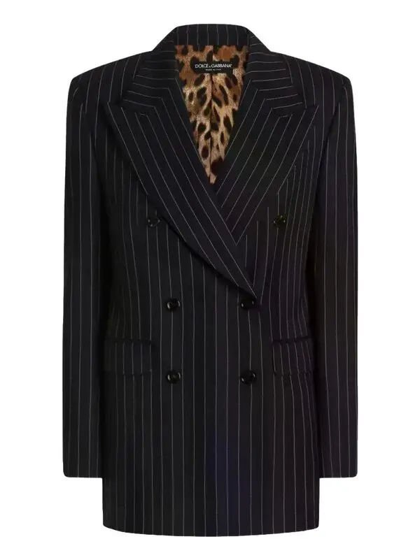 Dolce & Gabbana Linda Double-breasted Jacket In Pinstripe Wool - Black