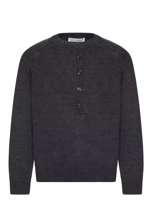 Our Legacy Shore Henley Raglan-sleeve Sweater - Grey