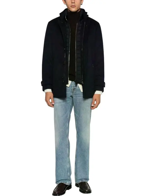 MOORER Button-up High-neck Jacket - Blue