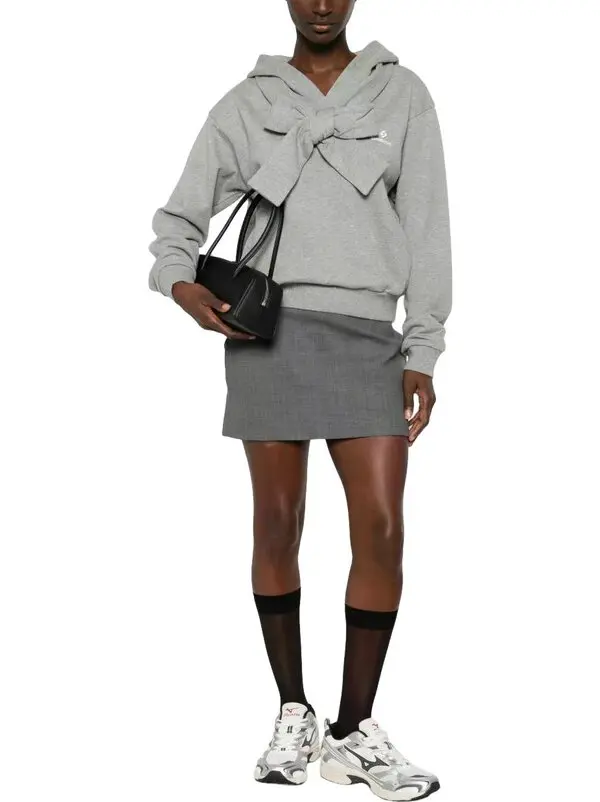 SHUSHU/TONG Bow-detail Logo-print Hoodie - Grey