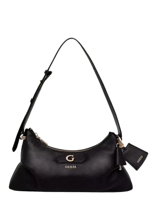 Guess Suzy Logo-plaque Pebbled Shoulder Bag - Black