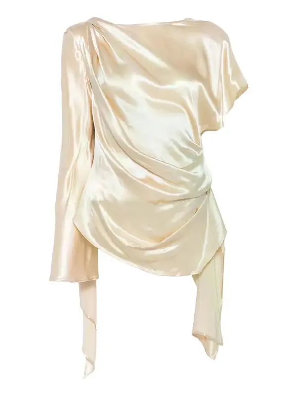 Erika Cavallini Asymmetric Draped Blouse - Neutrals