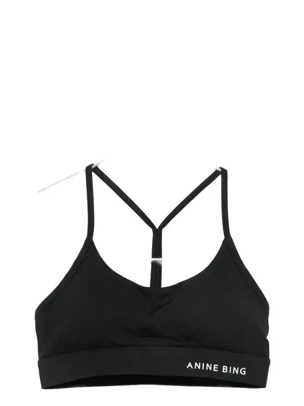 ANINE BING Eve Logo-print Racerback Sports Bra - Black