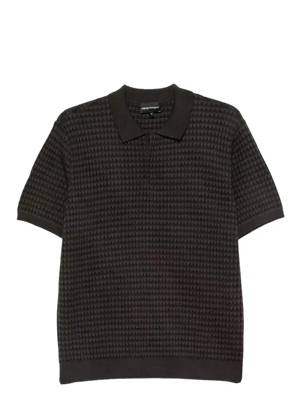 Emporio Armani Waffle-knit Short-sleeve Polo Shirt - Grey