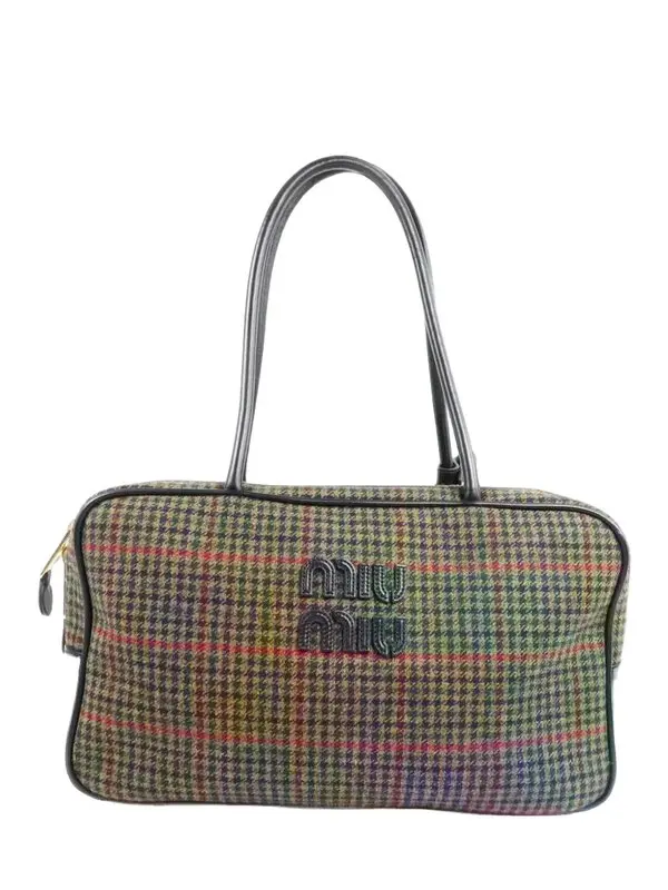 Miu Miu Check-pattern Wool Handbag - Green