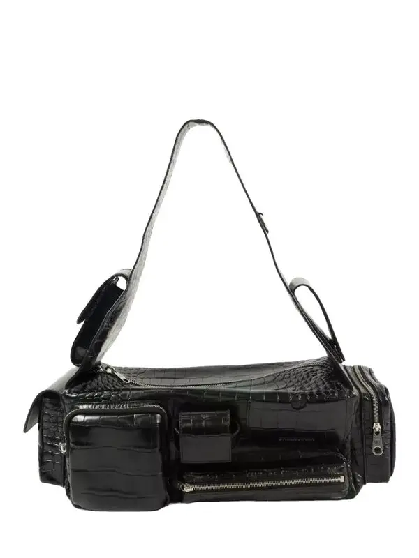 Balenciaga Superbusy Crocodile-effect Shoulder Bag - Black