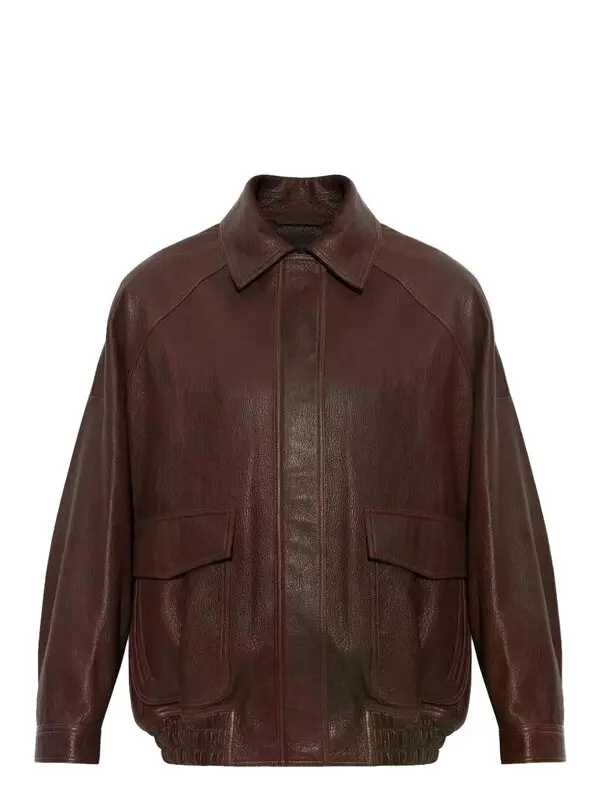 RÓHE Grained Leather Jacket - Brown