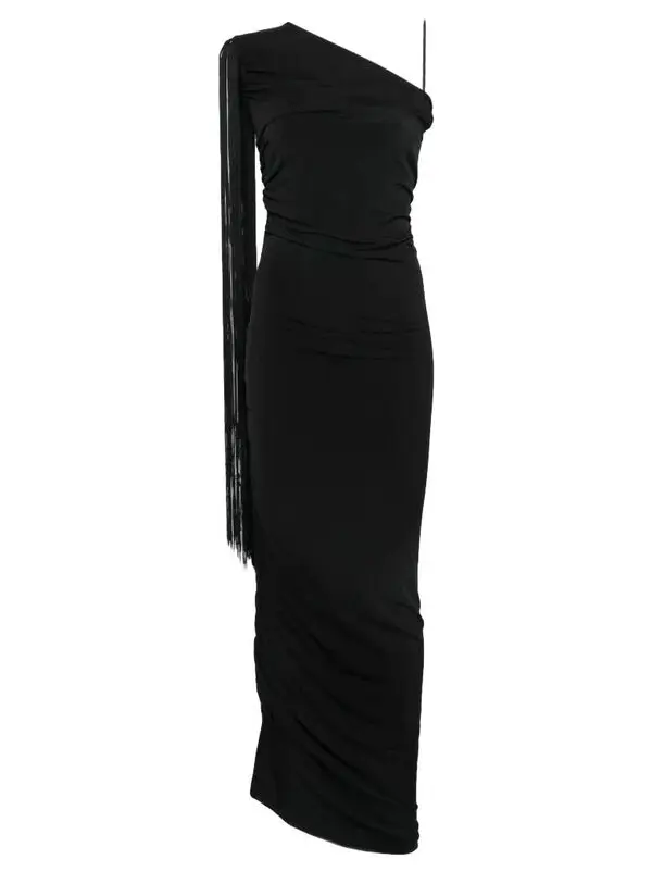 RAME Fringed One-shoulder Maxi Dress - Black