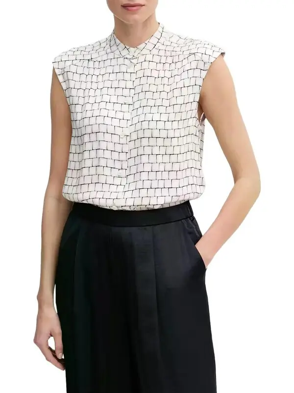 MARC AUREL Geometric-print Sleeveless Shirt - White