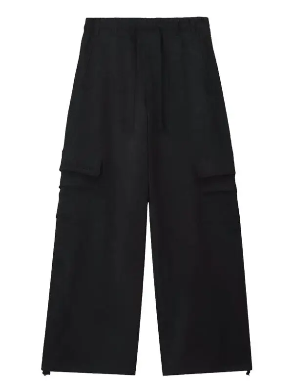 Izzue Drawstring Wide-leg Cargo Pants - Black