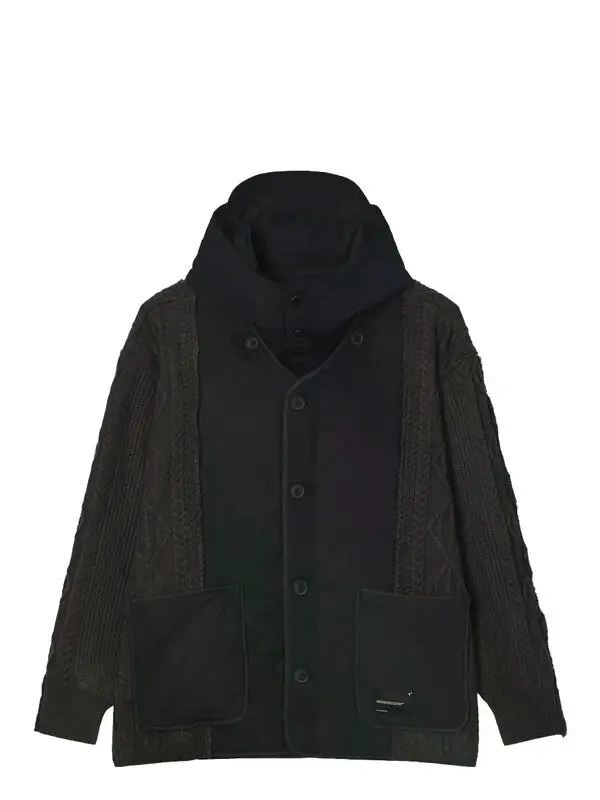 FIVE CM Quilted Cable-knit Hooded Jacket - Black