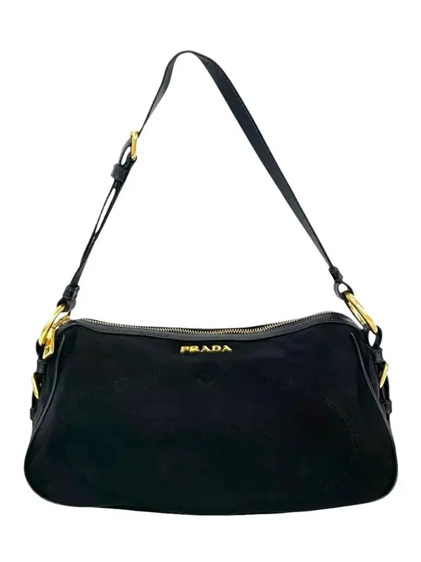 Prada 2000-2013 Canapa Logo Shoulder Bag - Black