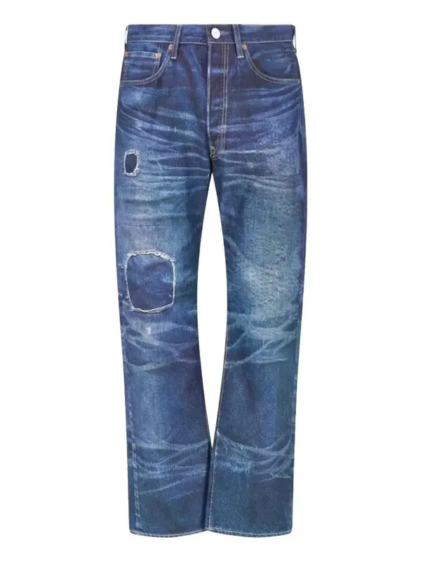 Junya Watanabe Distressed Patchwork Jeans - Blue