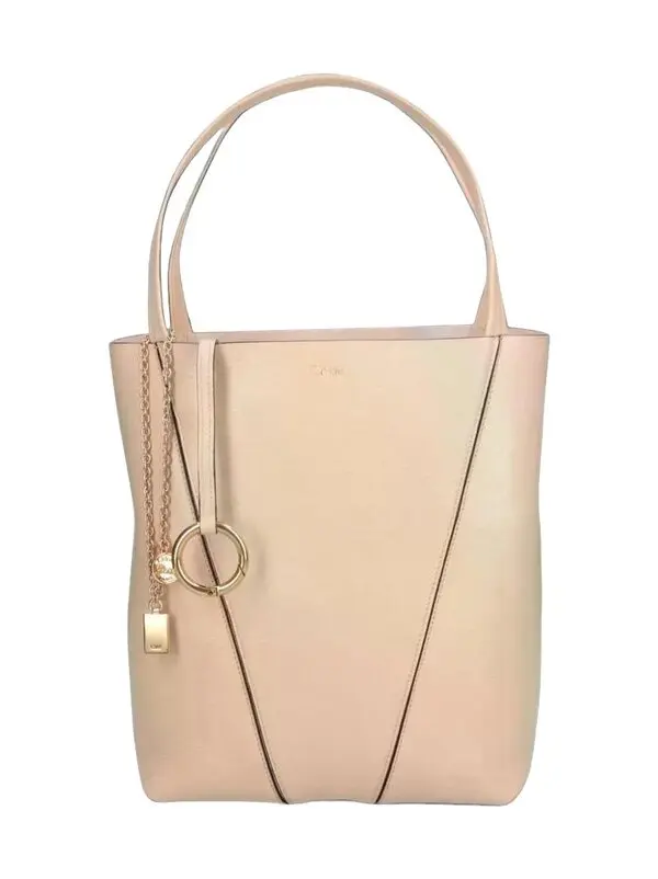 Chloé Spin Logo-print Calf Leather Tote Bag - Pink