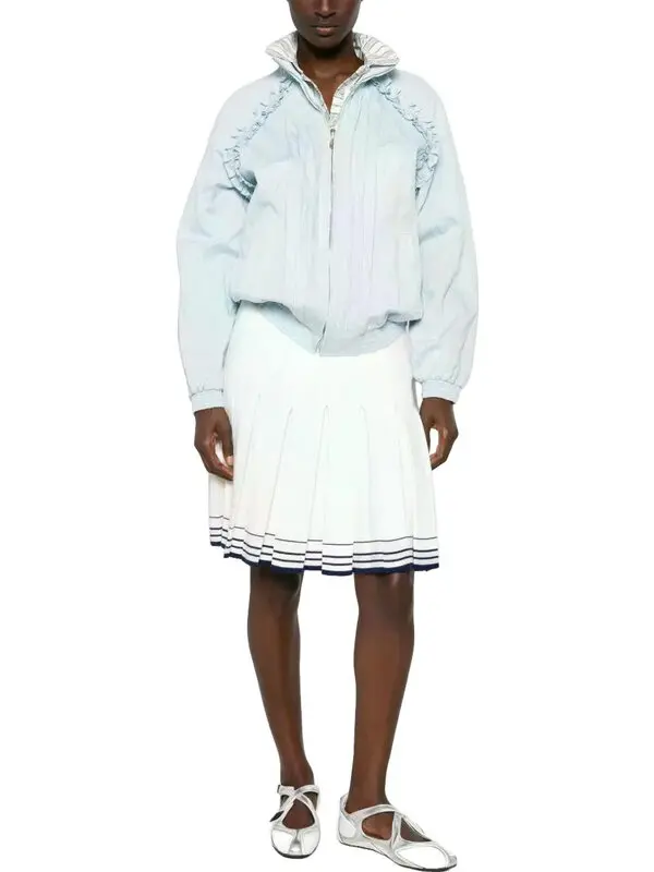 SHUSHU/TONG Pleated Striped-trim Mini Skirt - Neutrals