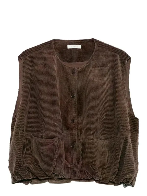 JCSOPHIE Peace Corduroy Button-up Gilet - Brown