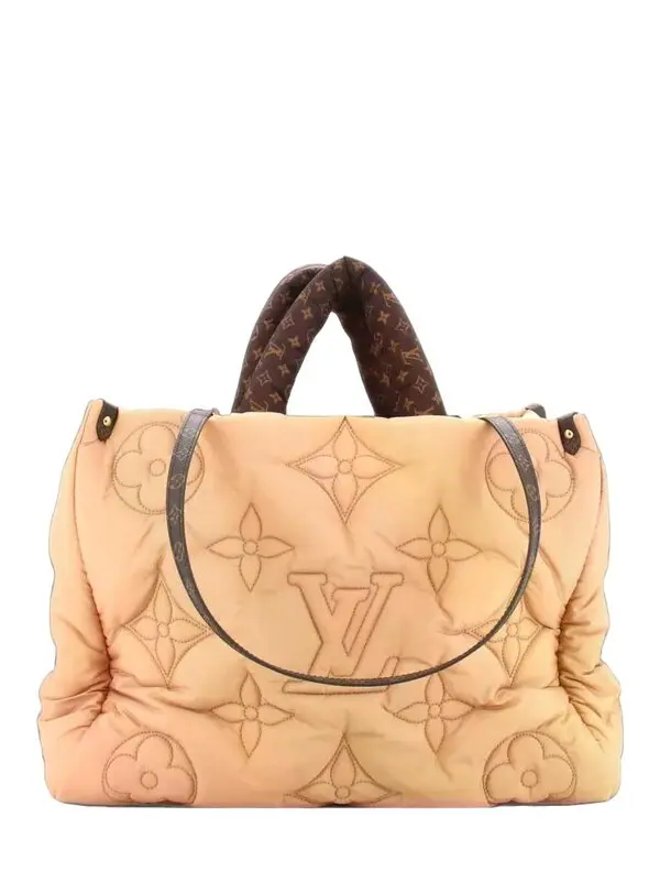 LOUIS VUITTON Pillow Onthego Tote Monogram Quilted Econyl Nylon Gm Satchel - Neutrals