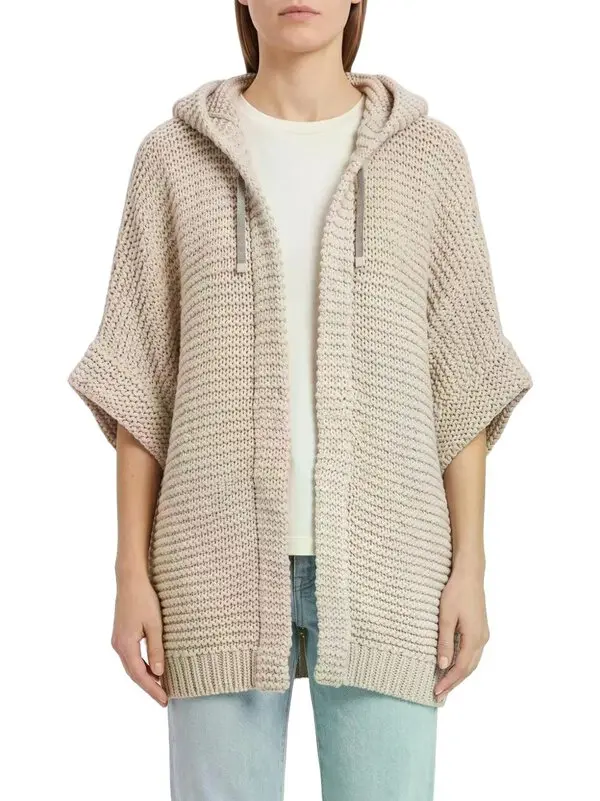 Brunello Cucinelli Chunky-knit Short-sleeve Cardigan - Neutrals