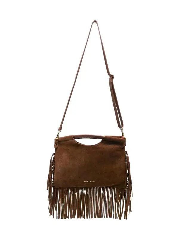 MARC ELLIS Cameliacm Fringe-trim Suede Tote Bag - Brown