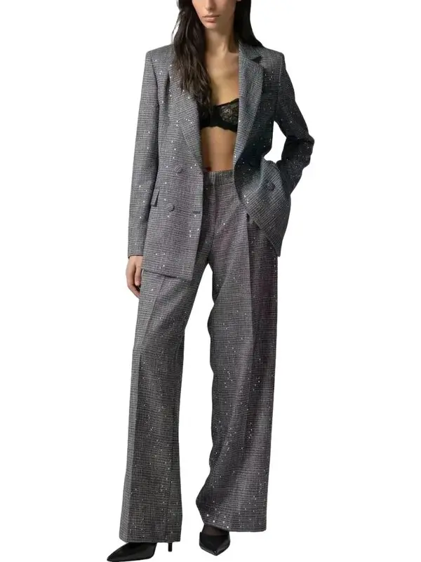 GAELLE PARIS Sequin-embellished Pleated Trousers - Grey