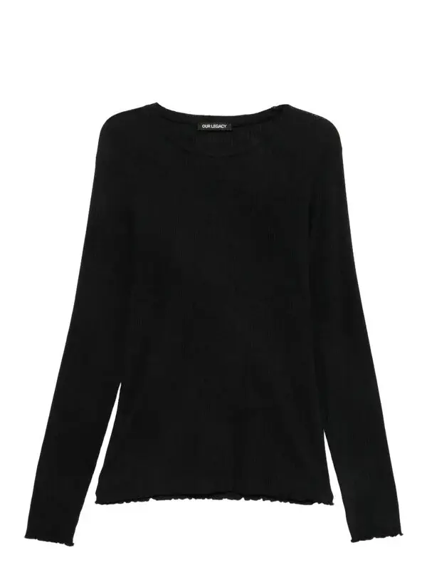 Our Legacy Ribbed-knit Lettuce-edge Sweater - Black