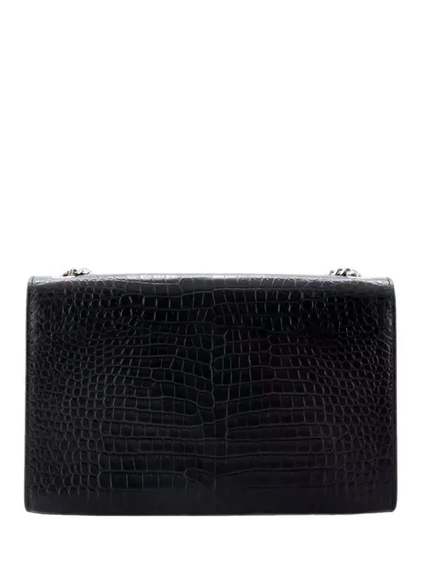 Saint Laurent Classic Monogram Tassel Crocodile Embossed Leather Medium Crossbody Bag - Black