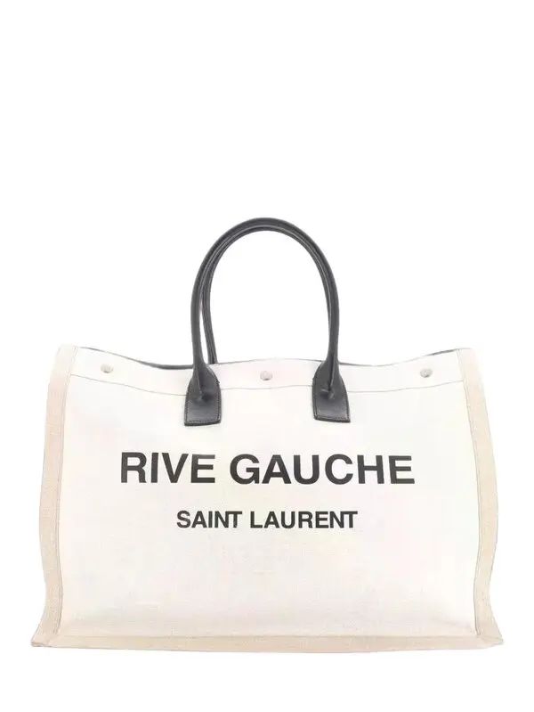 Saint Laurent Rive Gauche Shopper Canvas Large Tote Bag - Neutrals