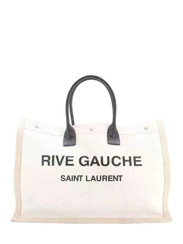 Saint Laurent Rive Gauche Shopper Canvas Large Tote Bag - Neutrals