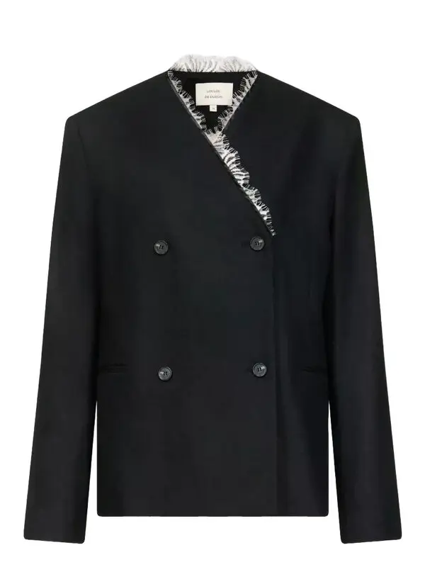 Loulou De Saison Leandra Lace-trim Double-breasted Blazer - Black