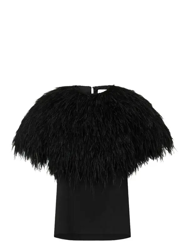 Loulou De Saison Iona Feather-trim Blouse - Black