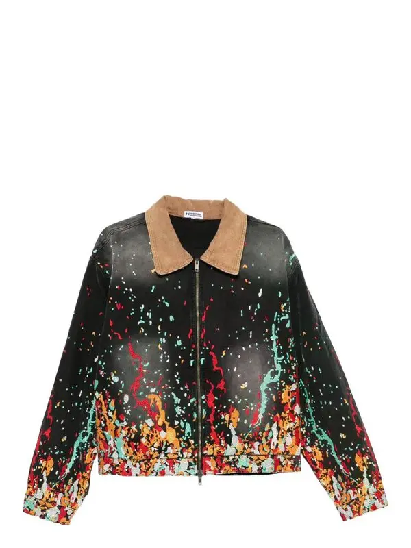 HOUSE OF ERRORS Paint-splatter Corduroy-collar Jacket - Black