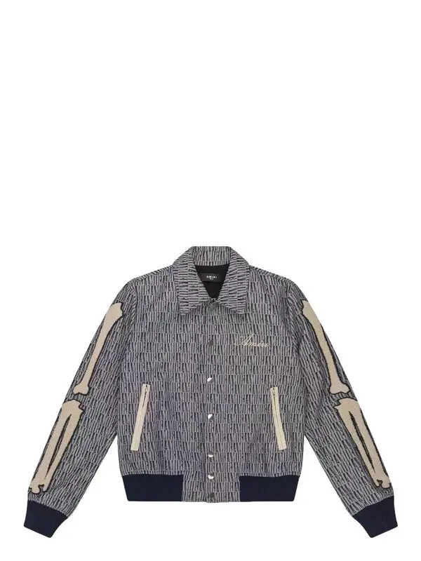 Amiri Jacquard Bones Bomber Jacket - Blue