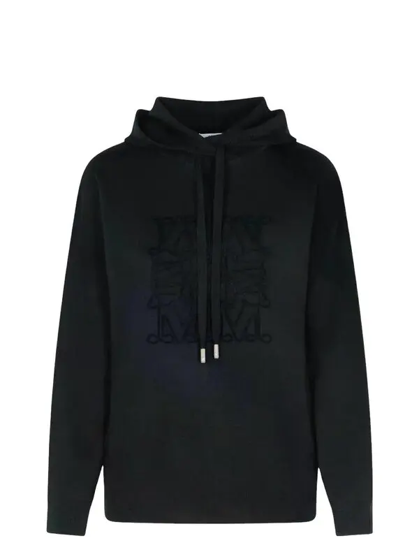 Max Mara Logo-embroidered Cashmere Hoodie - Black