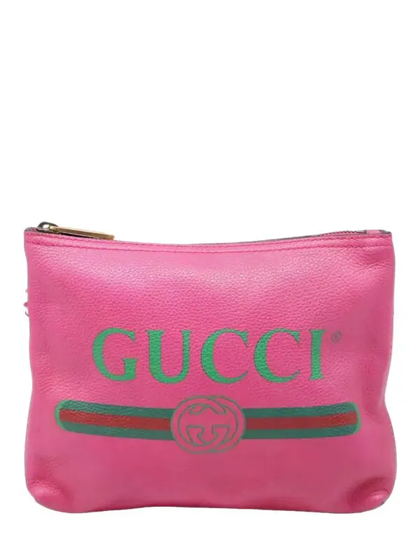 Gucci Logo-print Leather Clutch Bag - Pink