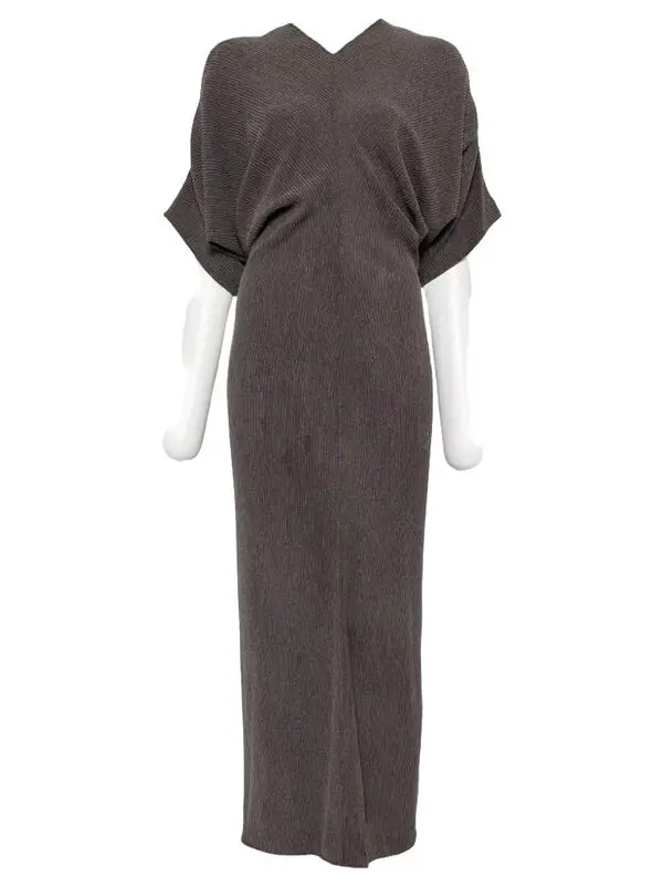 RAME Ribbed-knit Batwing-sleeve Maxi Dress - Brown