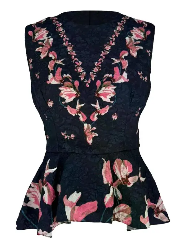 Erdem 2010s Floral-print Peplum Blouse - Blue