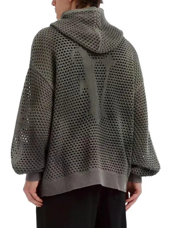 FIVE CM Mesh-knit Zip-up Hoodie - Grey