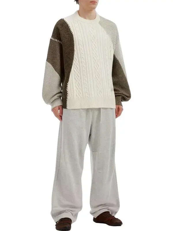 FIVE CM Cable-knit Patchwork Sweater - Neutrals