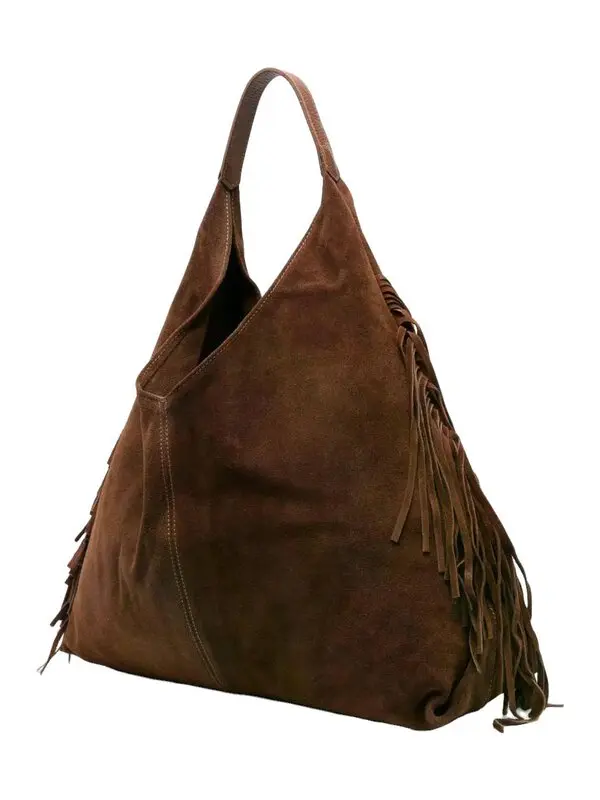 MARC ELLIS Altea Suede Logo-patch Shoulder Bag - Brown